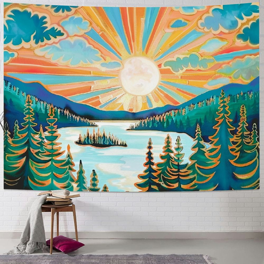 ONETECH Boho Sun Tapestry Bohemian Mountain Tapestry for Bedroom ...