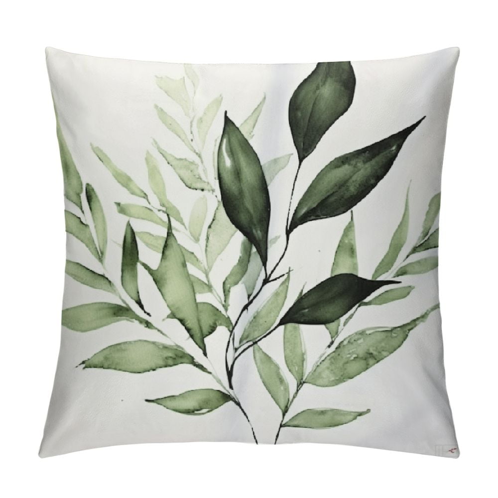 FUMJ Botanical Throw Pillow Covers Green Plant Leaves Pillow Covers ...