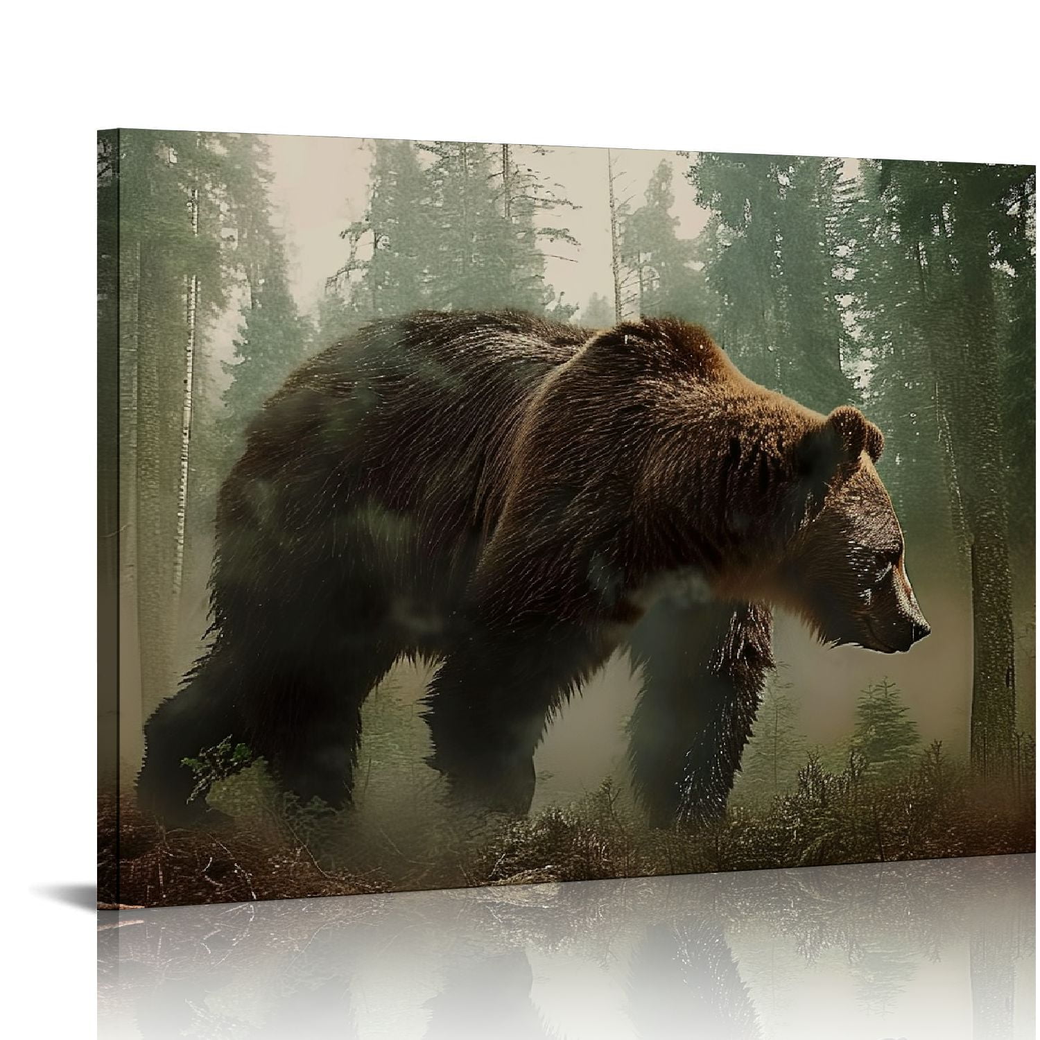 ONETECH Brown Bear Canvas Wall Art Forest Animal Art Print Painting ...