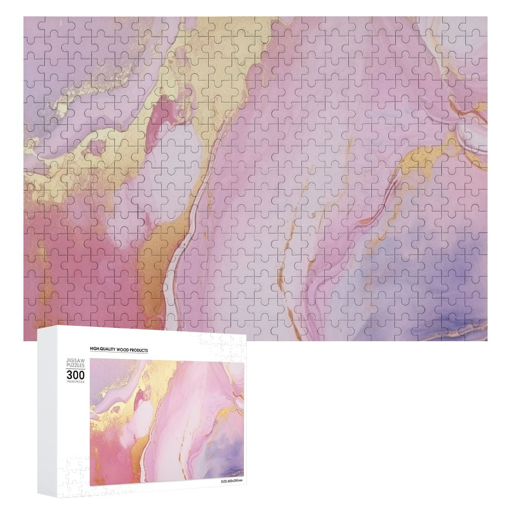 ONETECH Brush Strokes Gold Pink Wooden Puzzle for Adults and Kids 300 ...