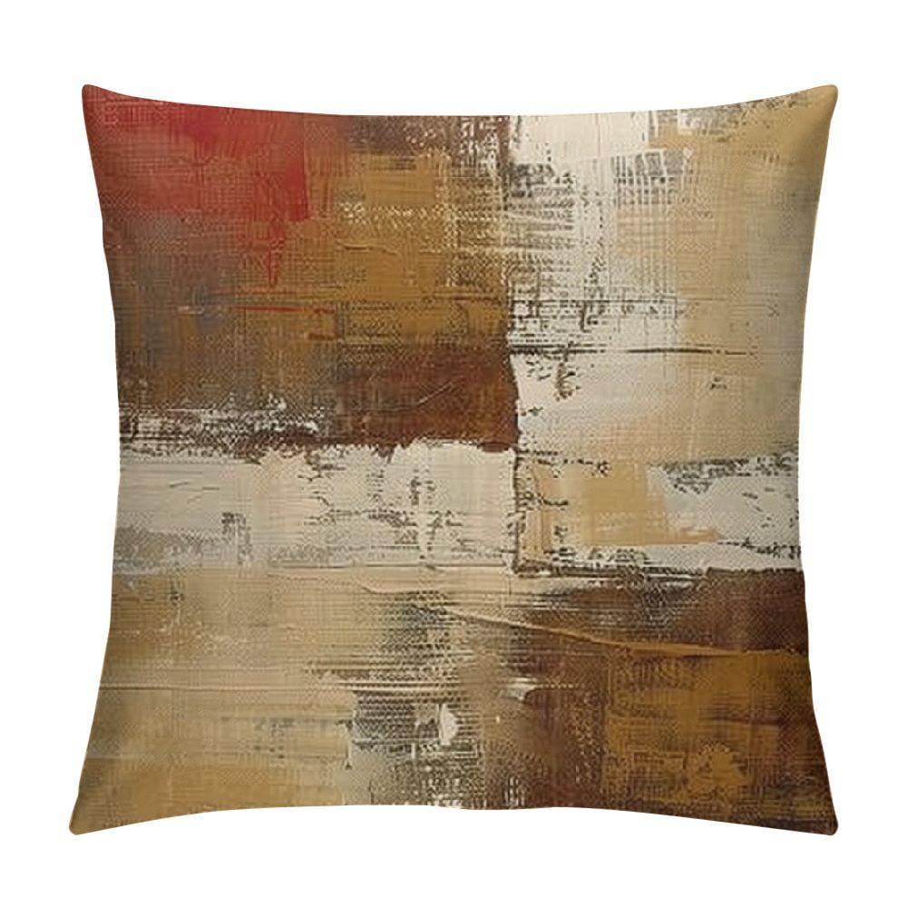 ONETECH Burnt Orange Abstract Pillow Covers Abstract Rust Art Painting ...