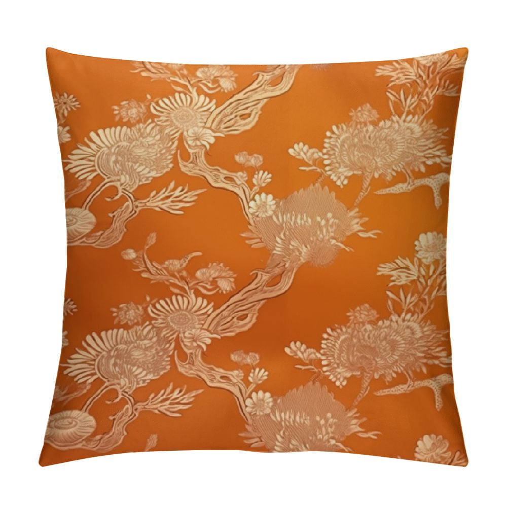 ONETECH Burnt Orange Pillow Sham, Dandelions Poppies and Wildflowers ...