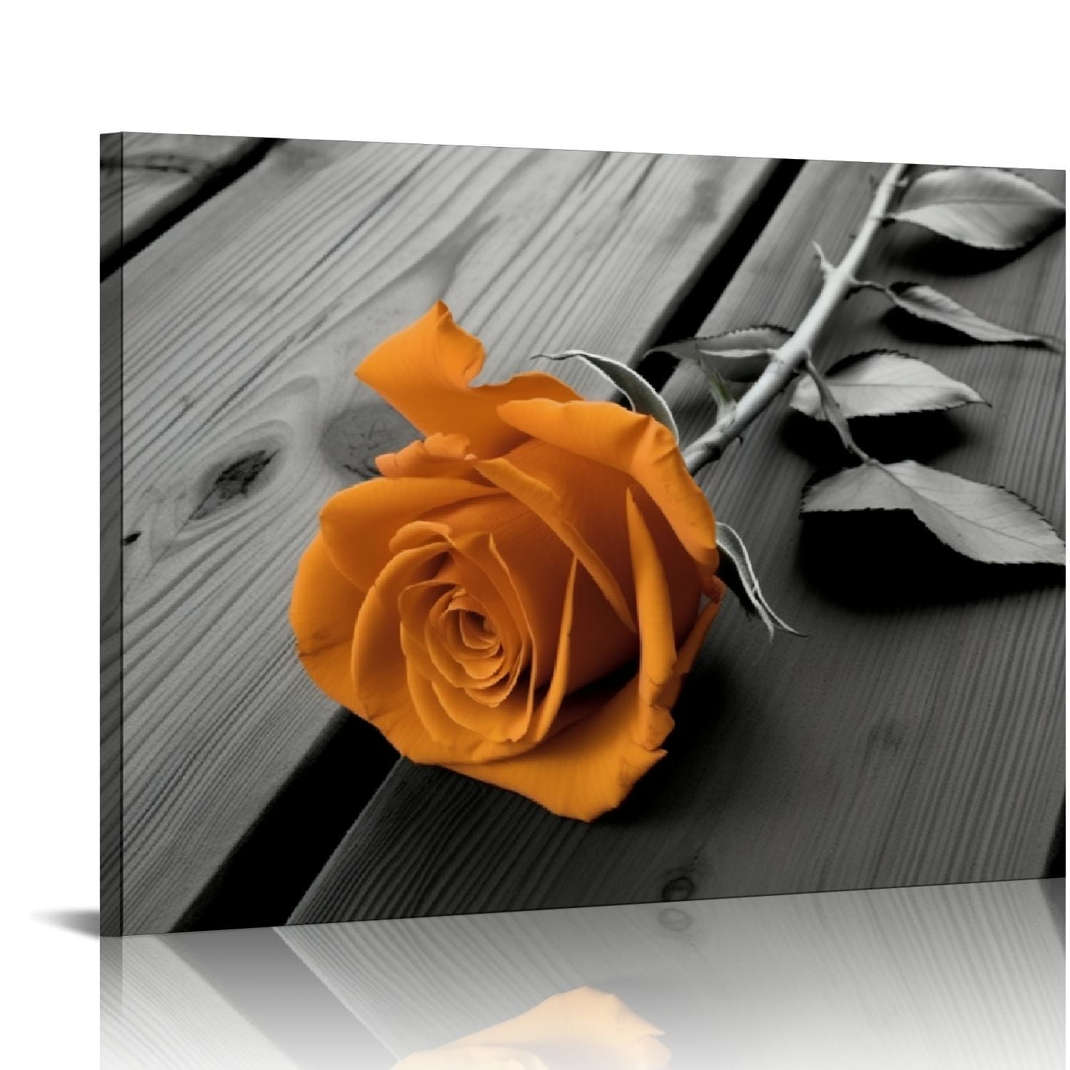 ONETECH Burnt Orange Wall Decor Rose Flower Pictures Canvas Print for ...