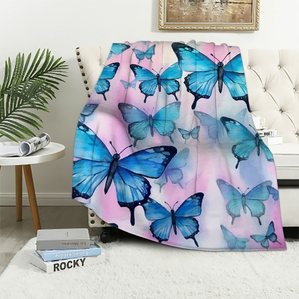 ONETECH Butterfly Blanket Blue Butterfly Throw Blankets Butterfly Gifts ...
