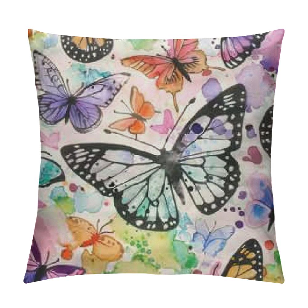 ONETECH Butterfly Body Pillow Cover Watercolor Colorful Butterflies ...
