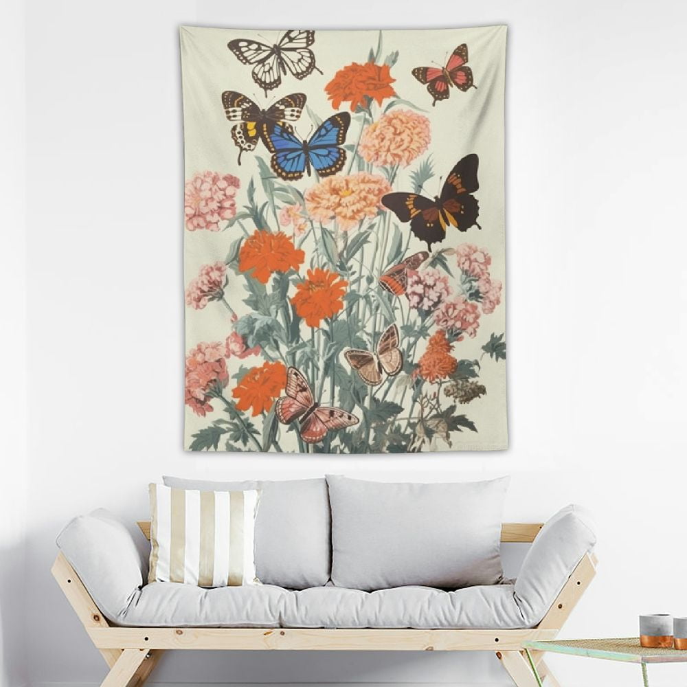 ONETECH Butterfly Bouquet Tapestry Vintage Floral Boho Flower Tapestry ...