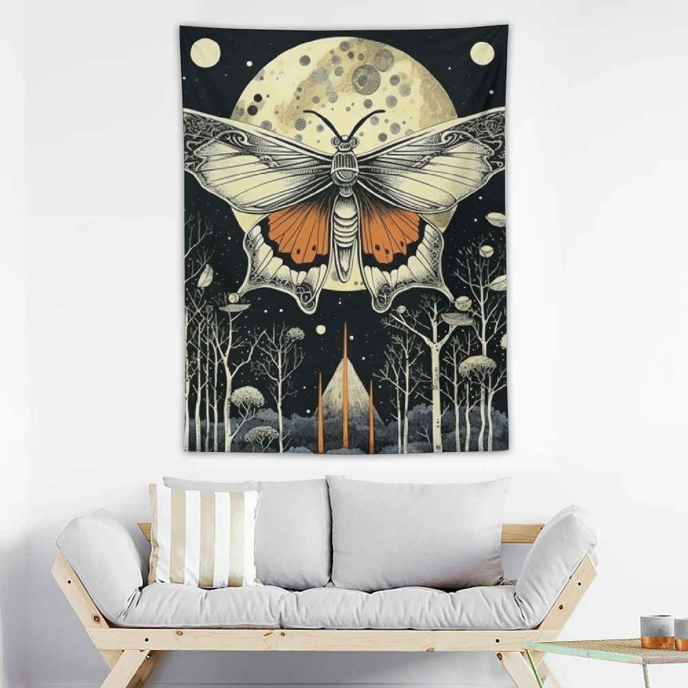 ONETECH Butterfly Moth Tapestry Trippy Mushroom Tapestry Sun and Moon ...