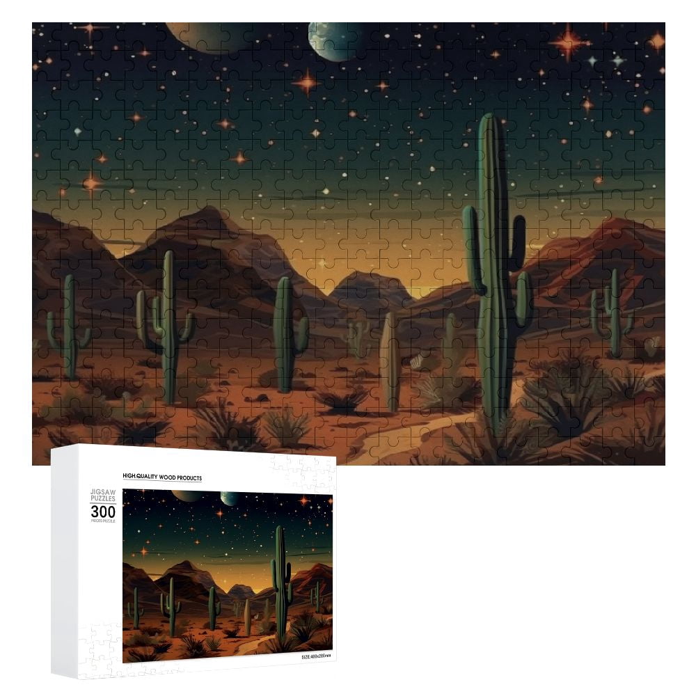 ONETECH Cactus Stars Full Moon Wooden Puzzle for Adults and Kids 300 ...