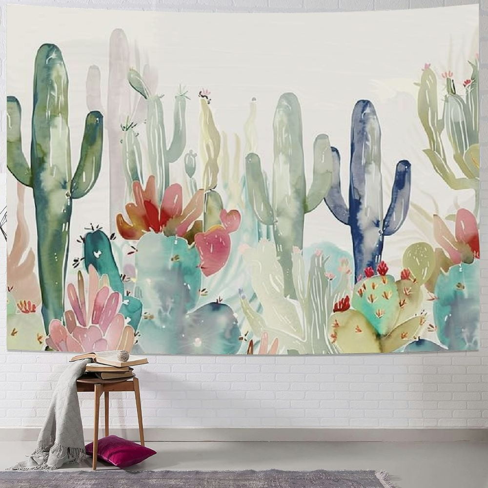 ONETECH Cactus Tapestry, Colorful Plant Herbs Botanical Tapestry Wall ...
