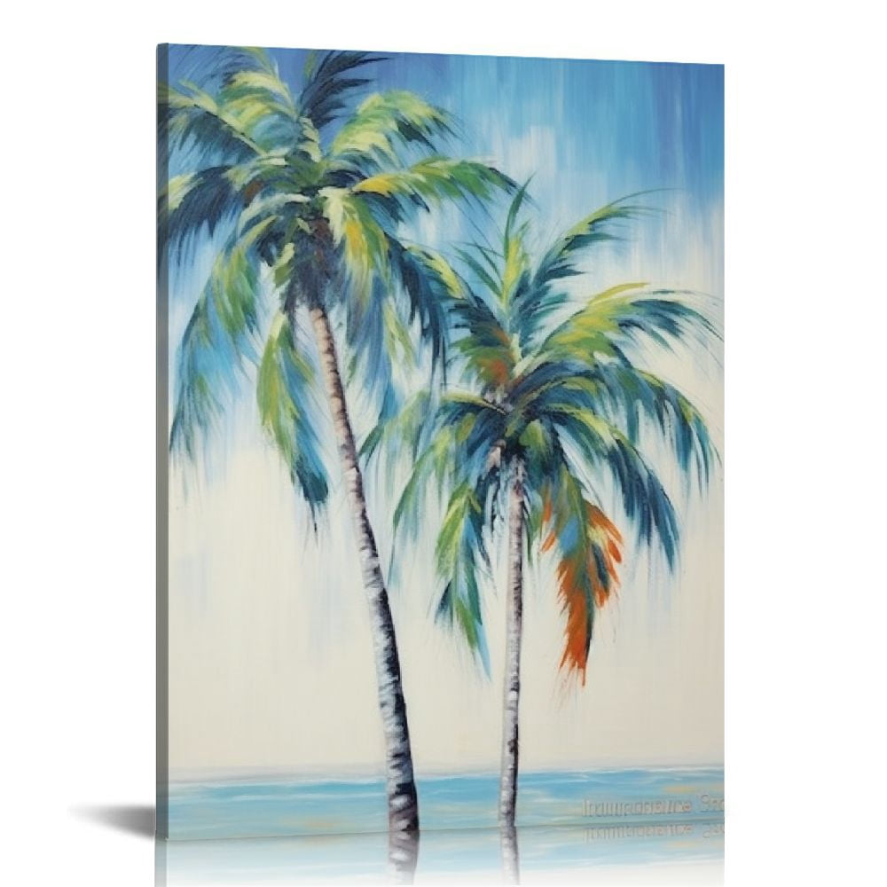 ONETECH Canvas Nature Artwork for Home Green Blue Palm Trees Rustic ...