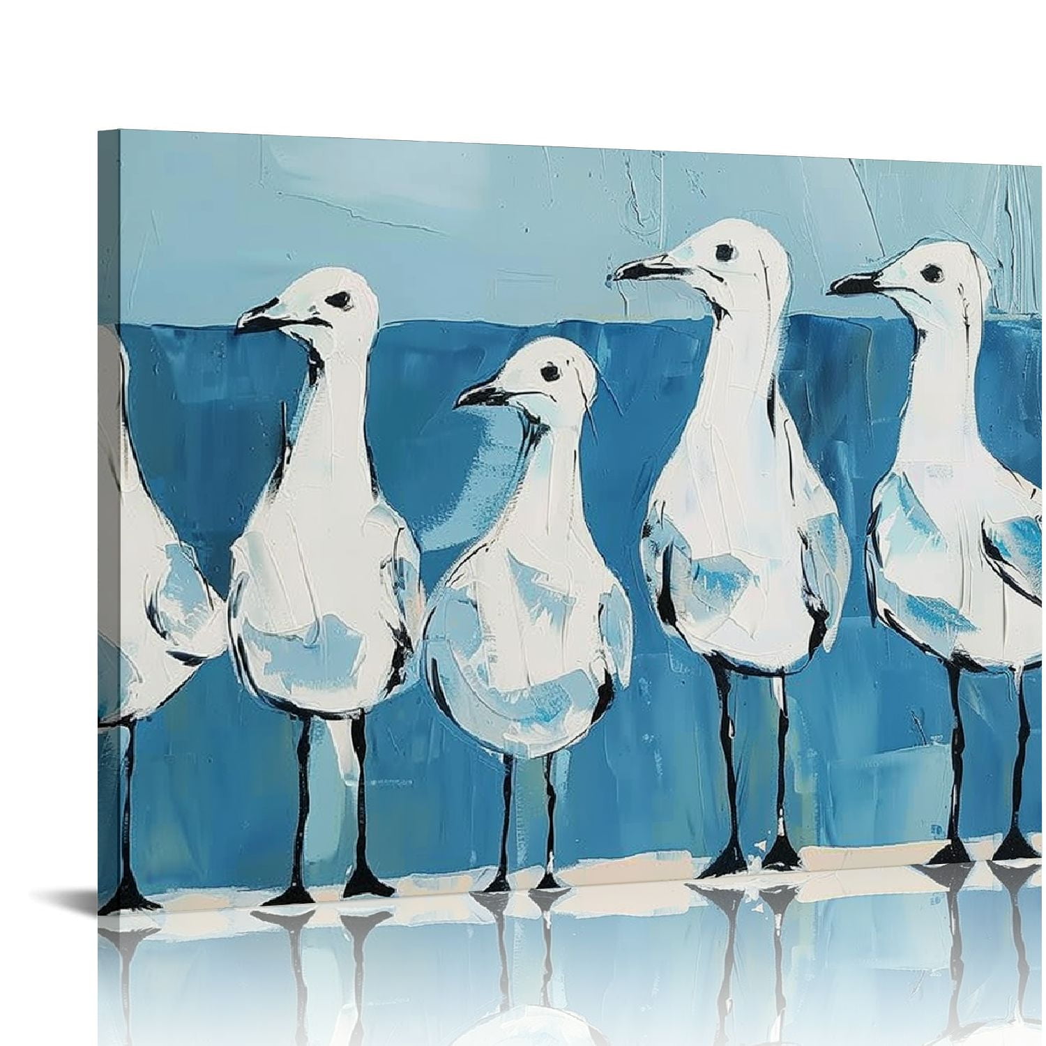 ONETECH Canvas Poster Coastal Avian Elegance Seagull Abstract Seaside ...