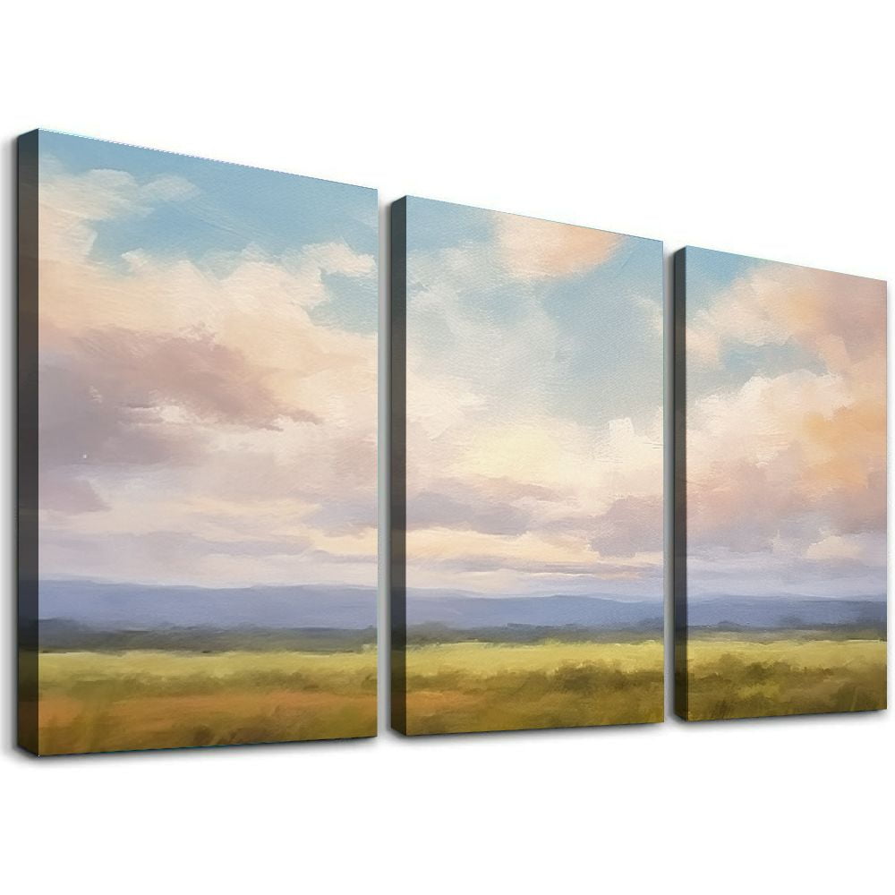 ONETECH Canvas Print Wall Art Sunset Sky Rustic Grass Field Nature ...