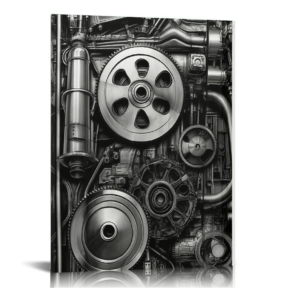 ONETECH Canvas Prints Engine Engineering Closeup Gear And Chain Black ...
