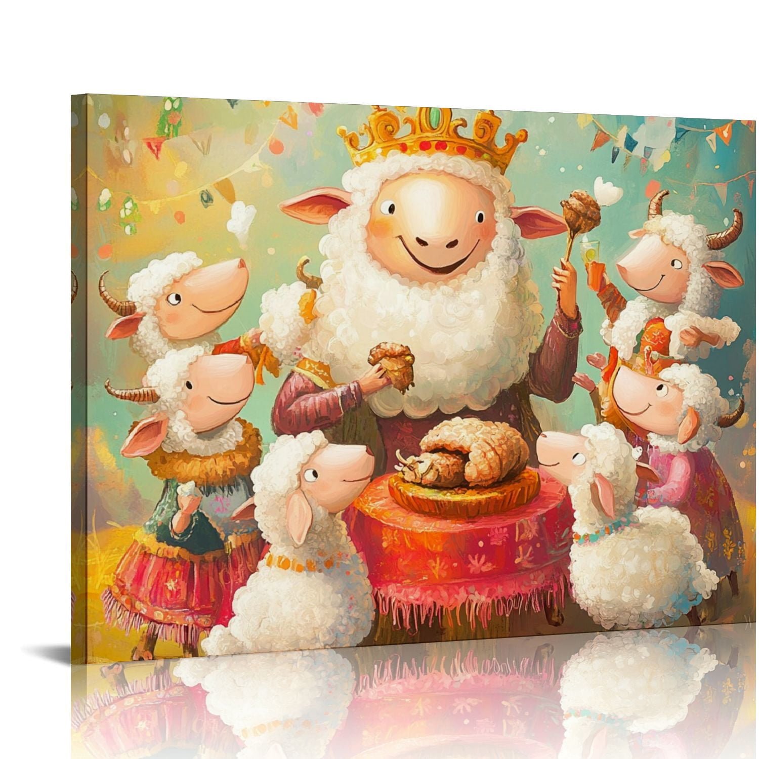 ONETECH Canvas Prints Wall Art a Large Sheep King with a Roasted Sheep ...