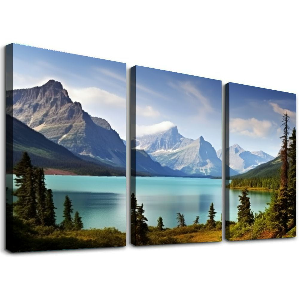 ONETECH Canvas Prints Wall Art Panoramic View of Saint Mary Lake West ...