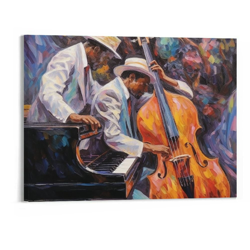 ONETECH Canvas Wall Art Abstract - Orange Jazz Orchestra Music Painting ...