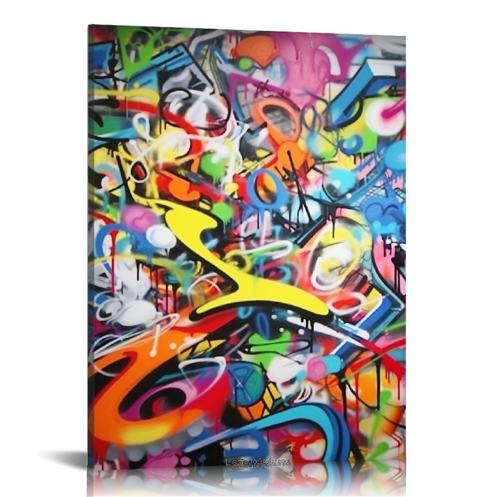 FUMJ Canvas Wall Art Behind The Curtain Pictures Banksy Graffiti Classic Painting Colorful ...