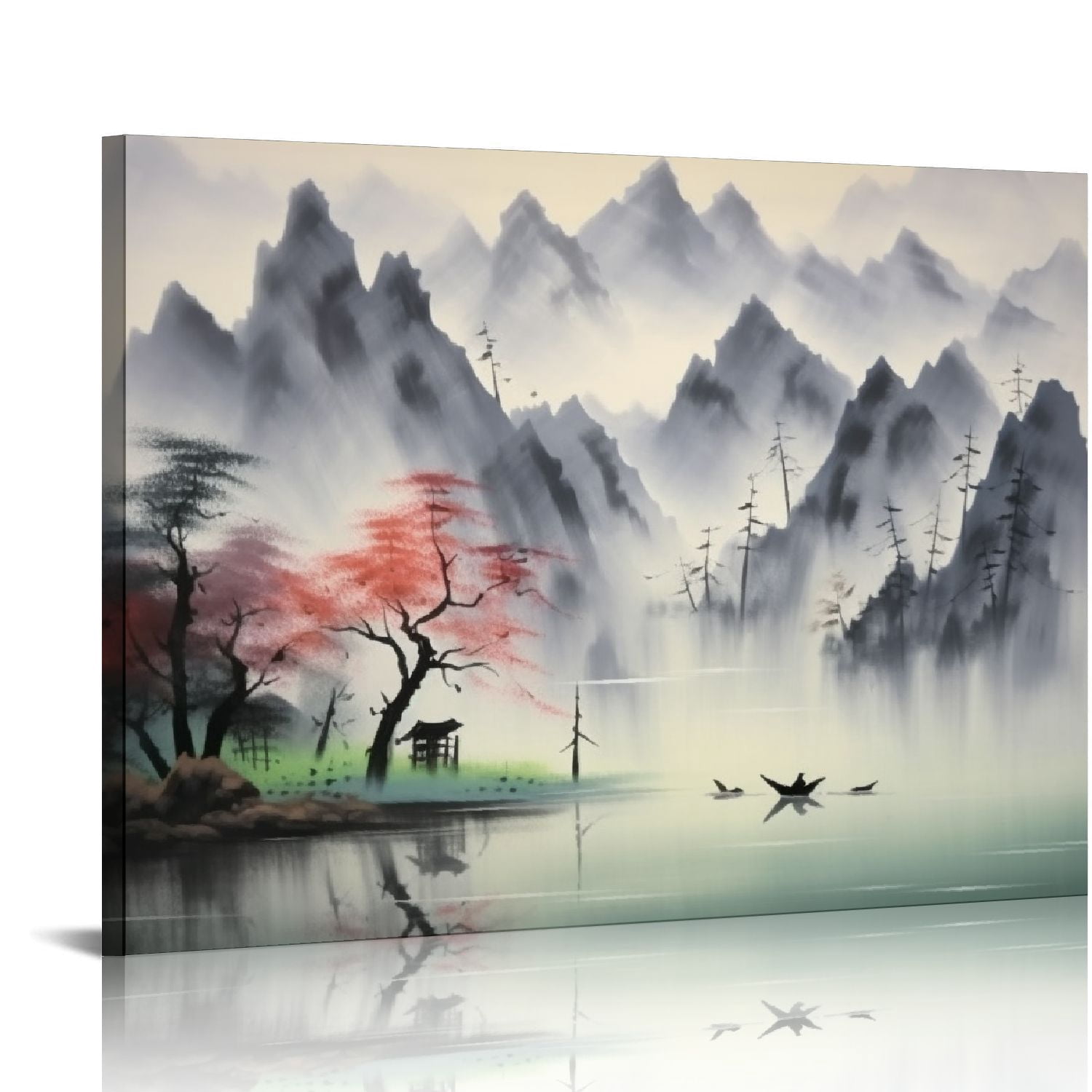 ONETECH Canvas Wall Art Chinese Painting Black And White Landscape ...