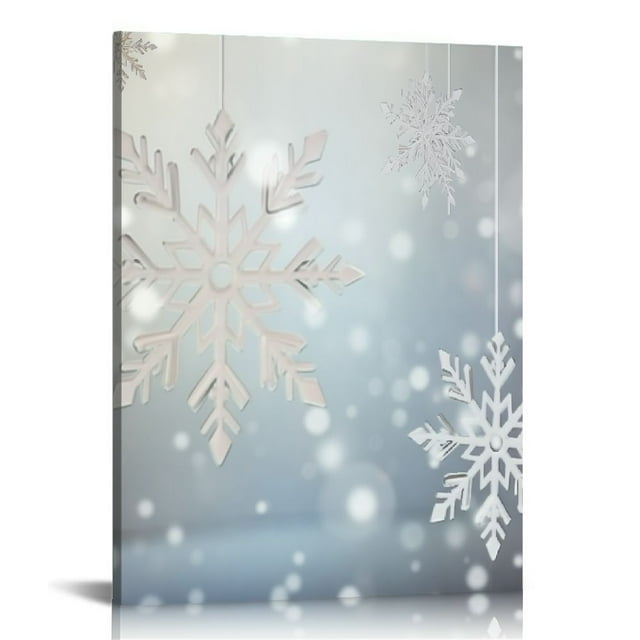ONETECH Canvas Wall Art Christmas Snowflake Star White Snow Winter ...