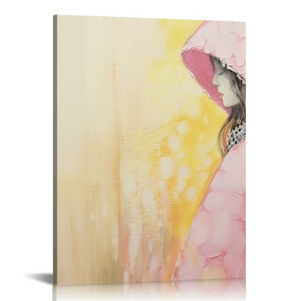 ONETECH Canvas Wall Art Modern Artwork Rustic Pink Yellow Painting ...