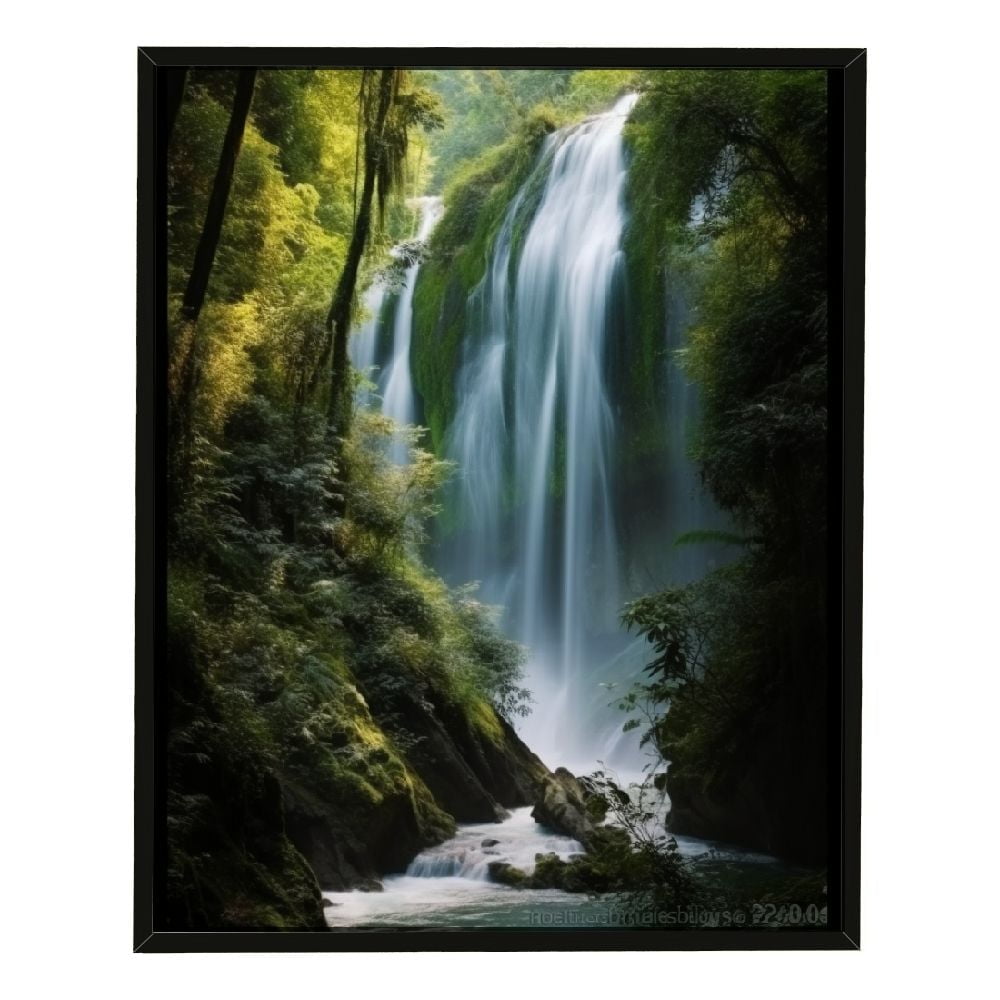ONETECH Canvas Wall Art Quiet Double Waterfalls Landscape Multicolor ...