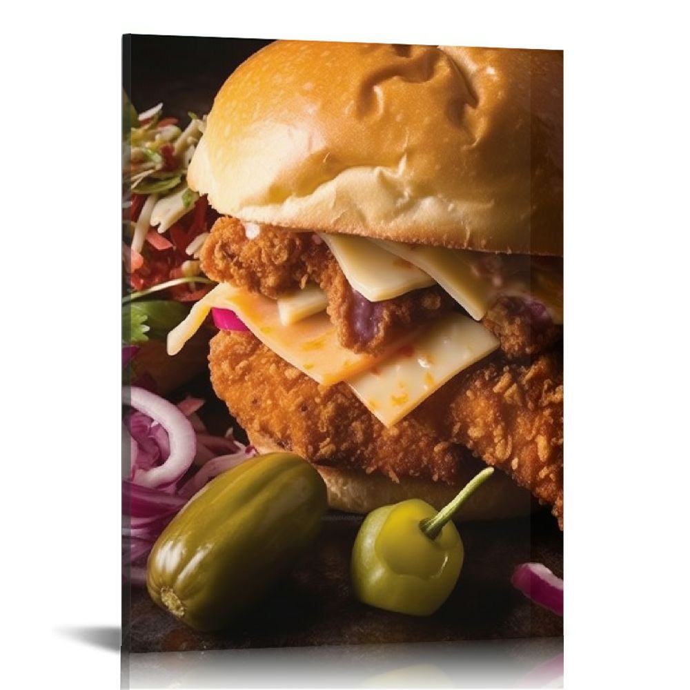 ONETECH Canvas Wall Art Southern Country Fried Chicken Sandwich ...