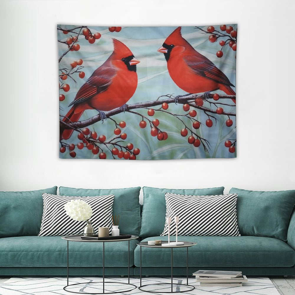 FUMJ Cardinal Bird Tapestry, Animals Nature Landscape Wall Tapestry ...