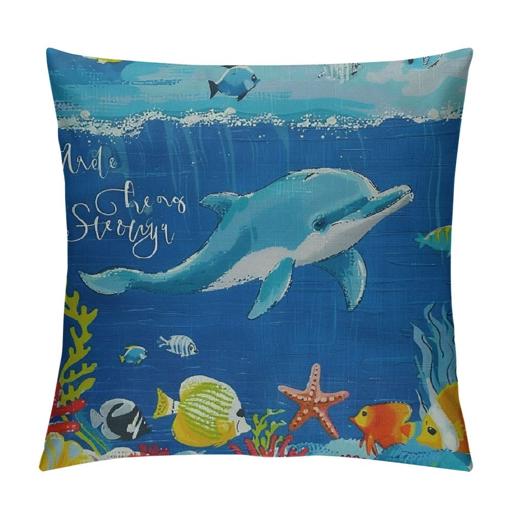 ONETECH Cartoon Fish Whale Throw Pillow Cover Cartoon Underwater Ocean ...
