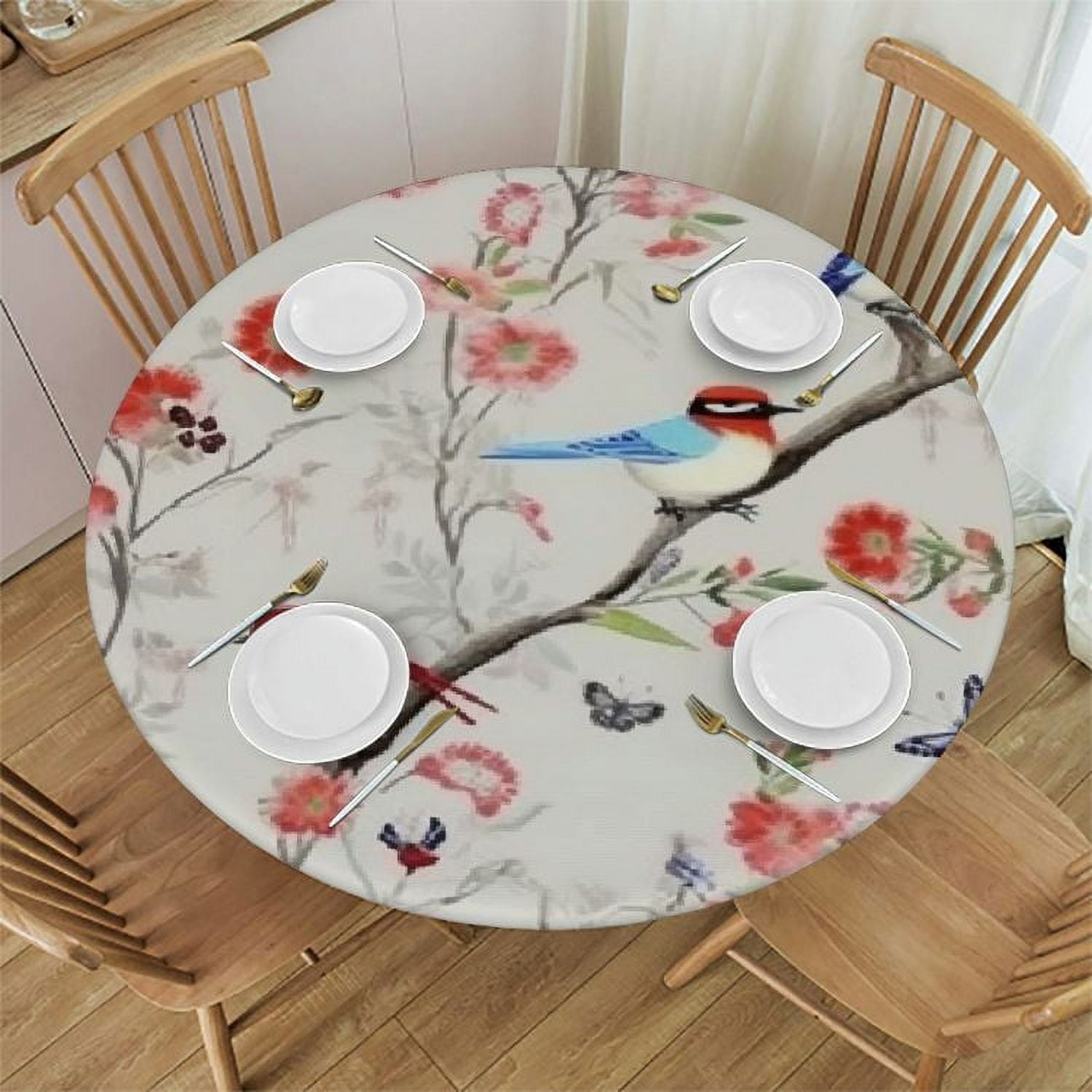 ONETECH Cherry Blossom Tablecloth Round 60 Inches Spring Summer ...