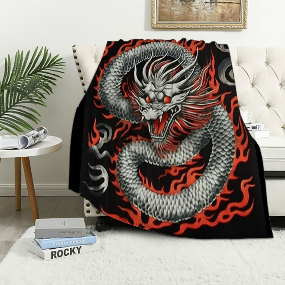 ONETECH Chinese Dragon Flannel Throw Blanket for Boys Mens,Ultra Soft ...