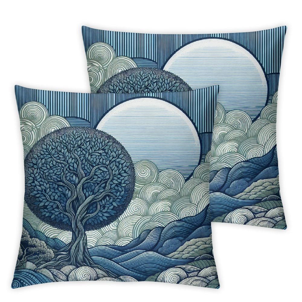 FUMJ Chinese Style Blue and White Porcelain Indigo Chinoiserie Short ...