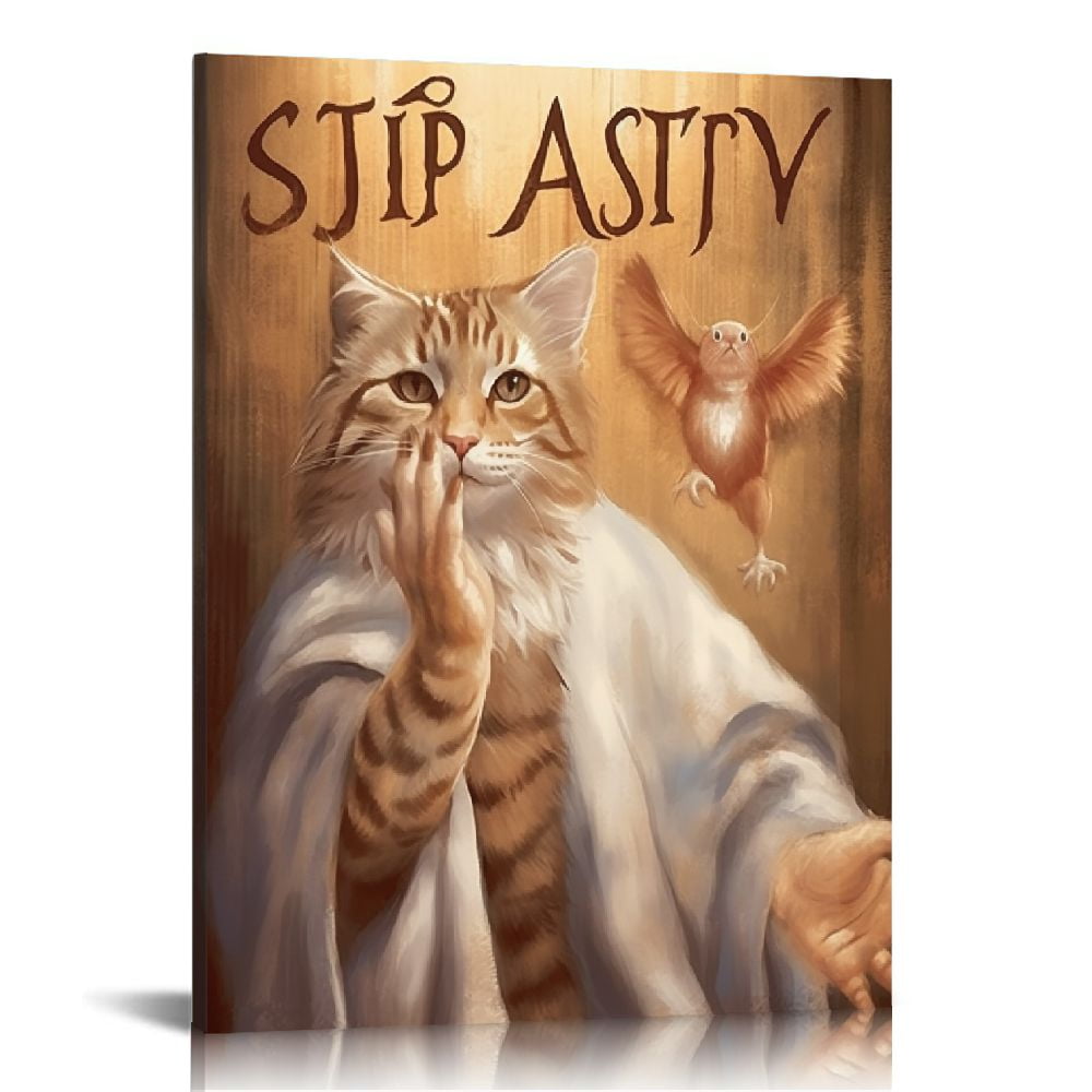 ONETECH Christian Cat Wall Art Cat Jesus Pictures Wall Decor Religious ...