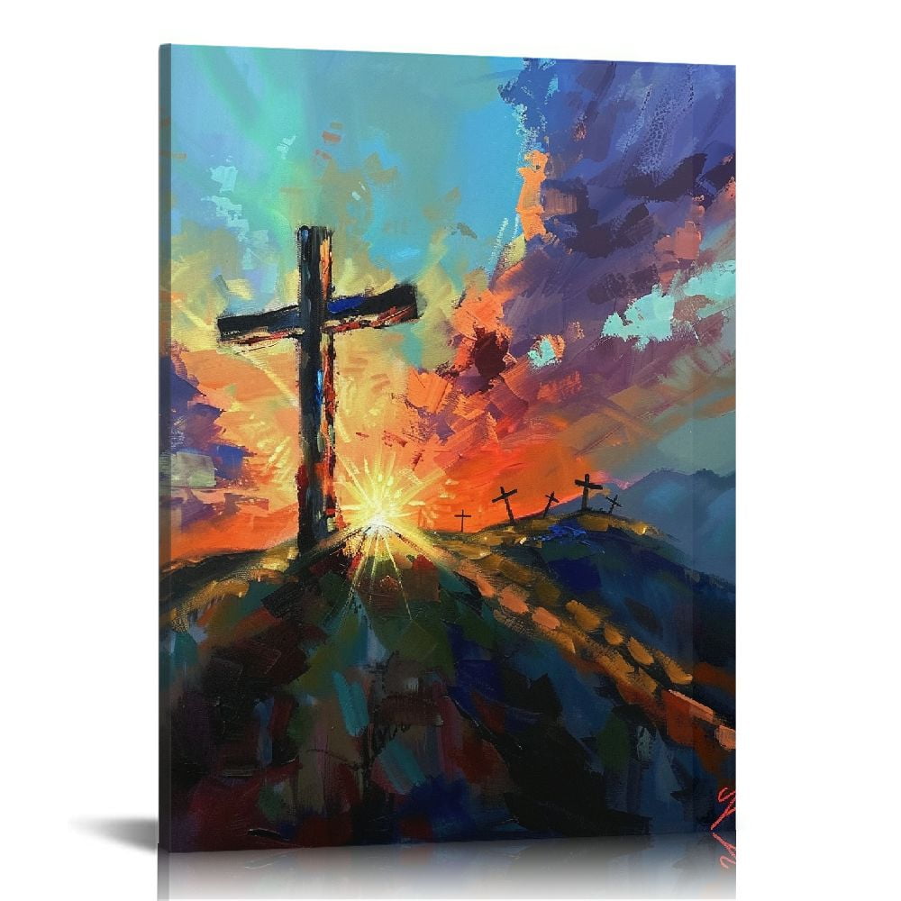 ONETECH Christian Cross Wall Art, Jesus Religious Wall Art Wall Decor ...