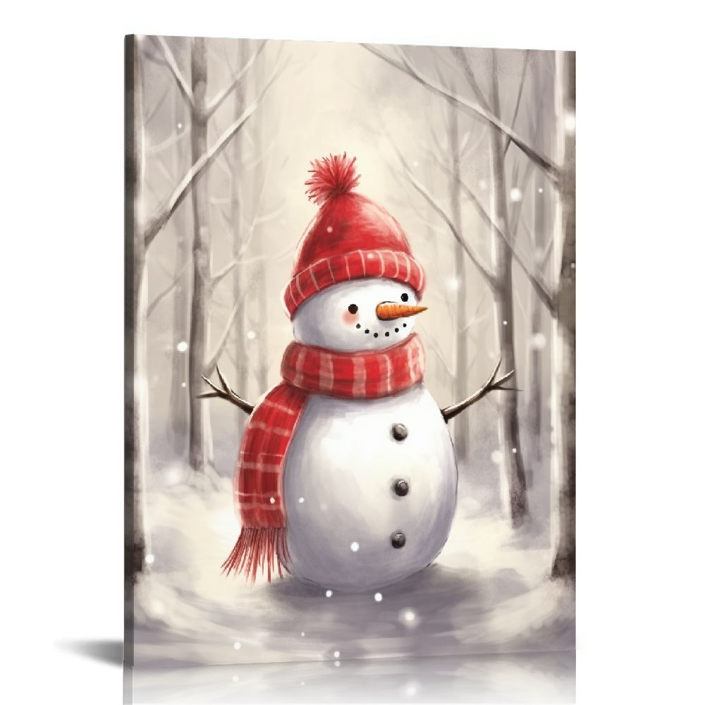 ONETECH Christmas Decor Wall Art Farmhouse Snowman Wall Art Rustic ...