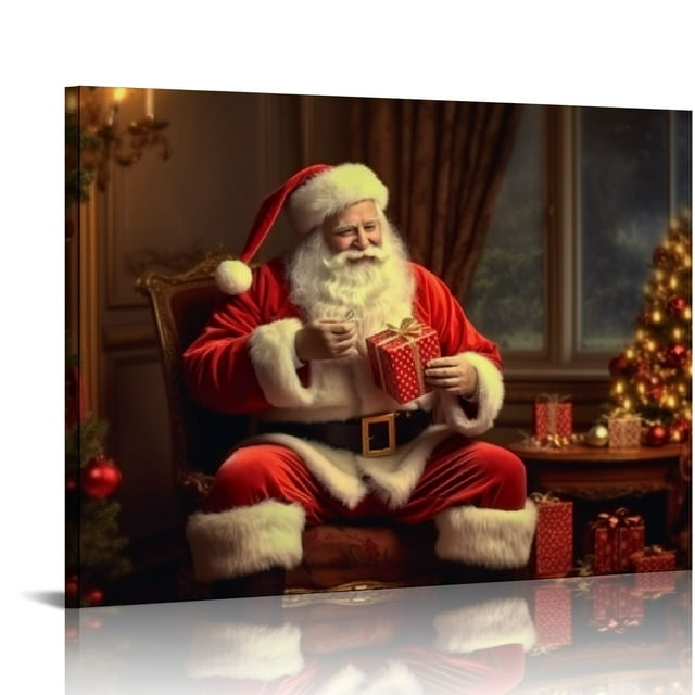 ONETECH Christmas Santa Claus Canvas Art Poster And Wall Art Picture ...