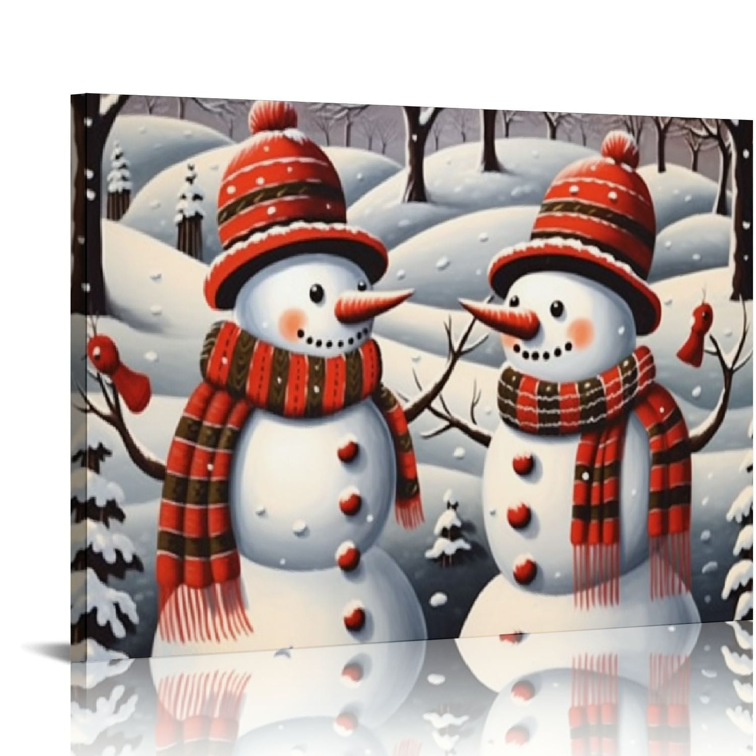 ONETECH Christmas Snowman Couple Lovers Vintage Poster Decorative ...