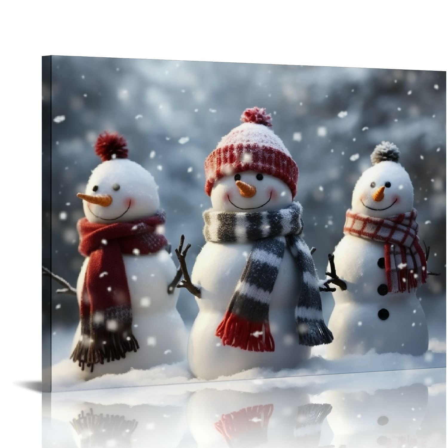 ONETECH Christmas Snowman Wall Art Santa Claus Hat Red and White Scarf ...