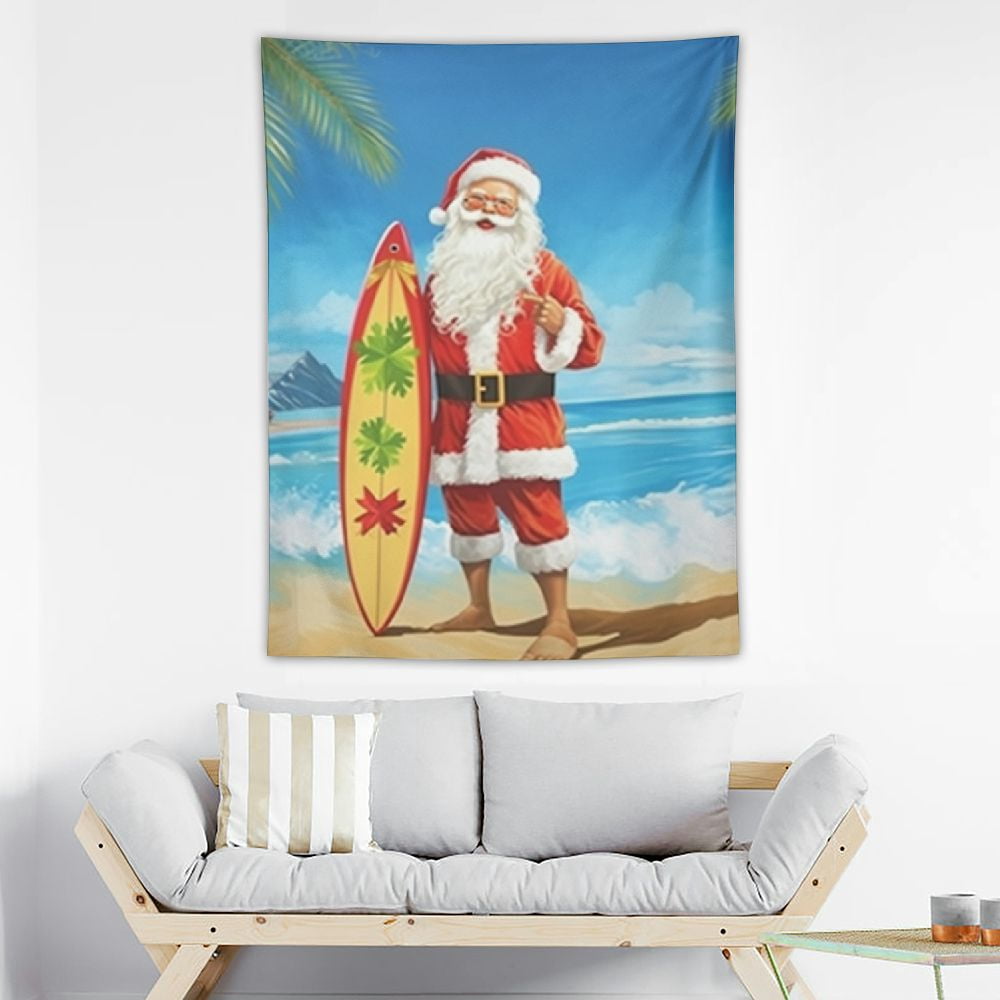 ONETECH Christmas Tapestry, Santa Claus on The Beach Surfboard Summer ...