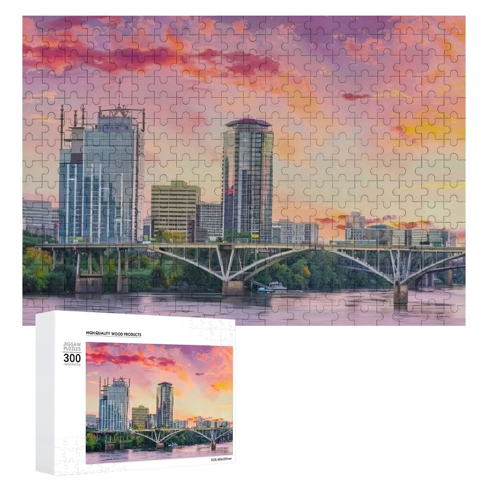 ONETECH City Skyline Bridge River Wooden Puzzle for Adults and Kids 300 ...