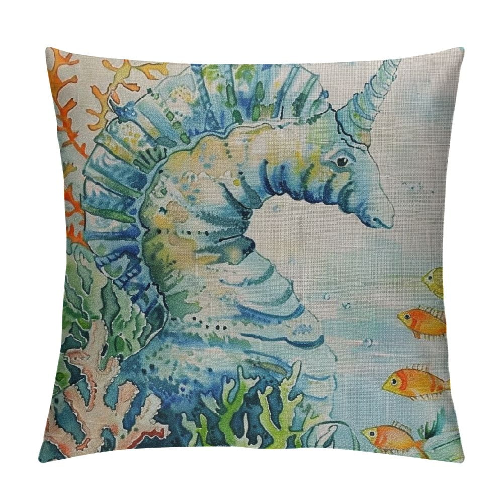 ONETECH Coastal Throw Pillow Covers Ocean Outdoor Beach Pillows Cover ...