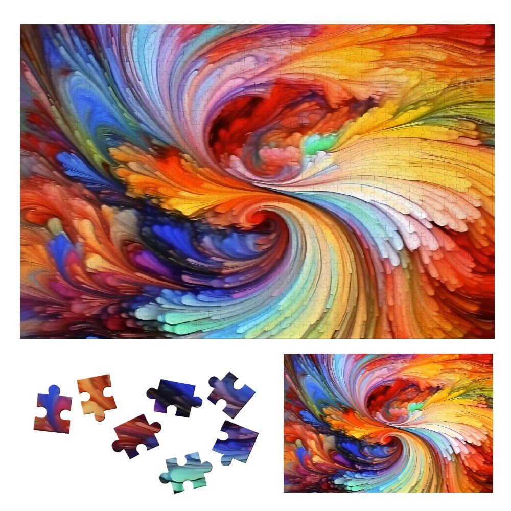 ONETECH Colorful Bird Swirly Lines Wooden Puzzle for Adults and Kids ...
