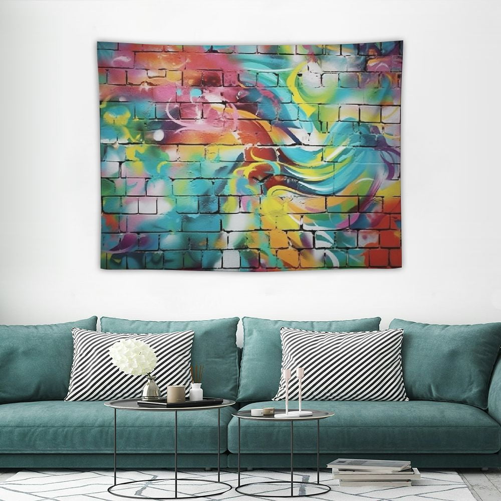 ONETECH Colorful Brick Classroom Tapestry Wall Hanging Graffiti Stone ...