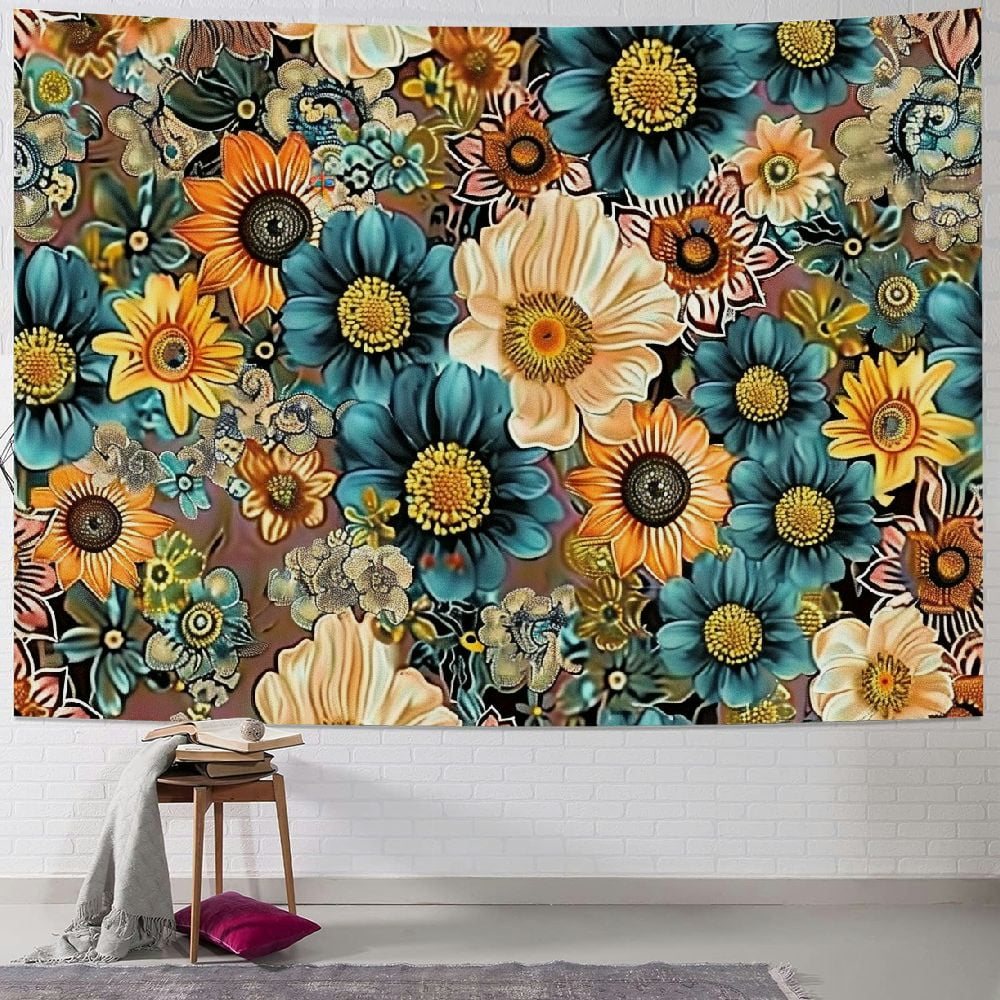 ONETECH Colorful Floral Tapestry Boho Flower Wall Hanging Multi Color ...