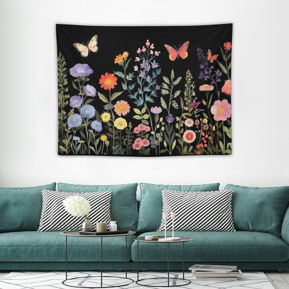 ONETECH Colorful Floral Tapestry Wall Hanging Watercolor Flower and ...