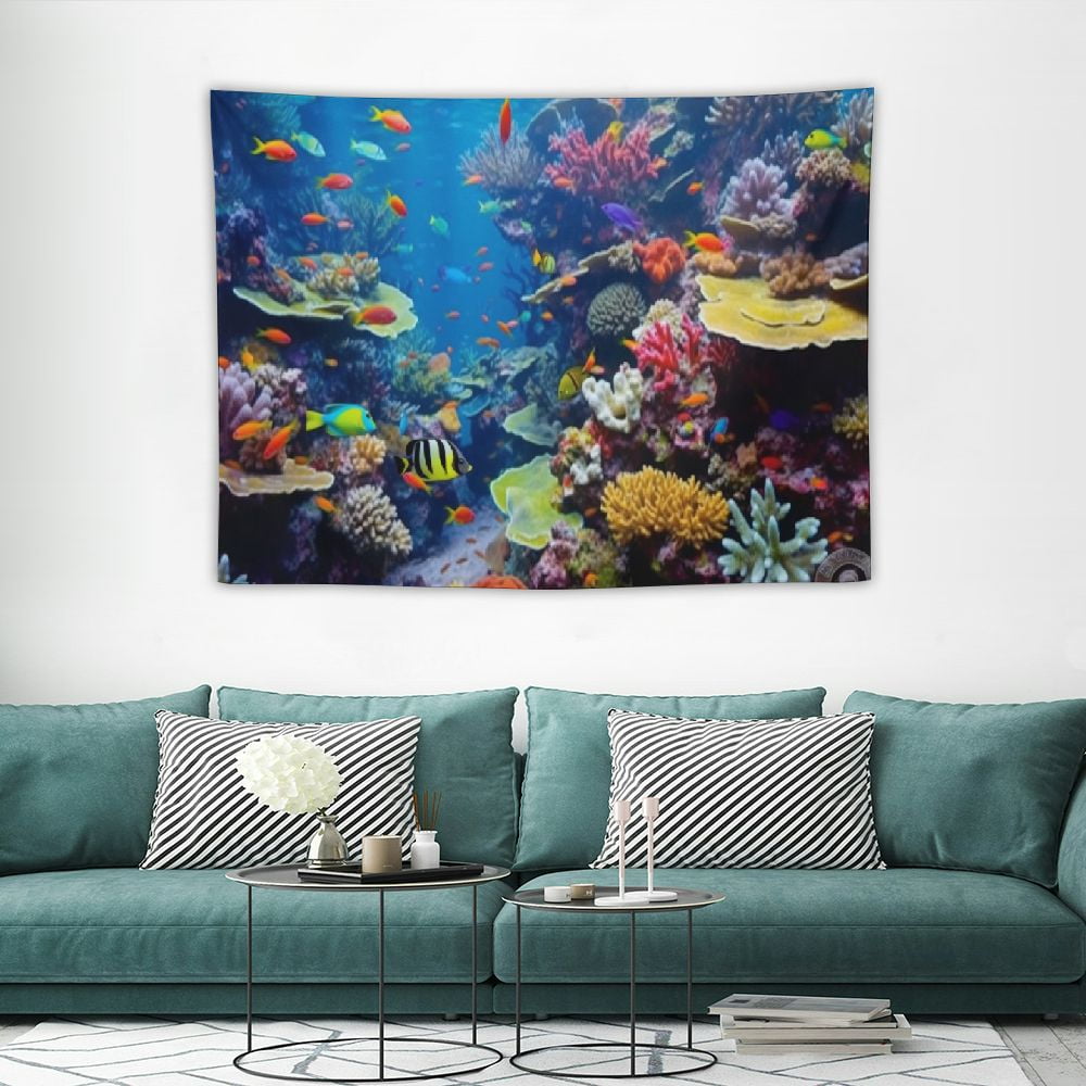 ONETECH Colorful Marine Life Wall Hanging Tapestry Undersea Tropical Animals Fish Tapestries ...