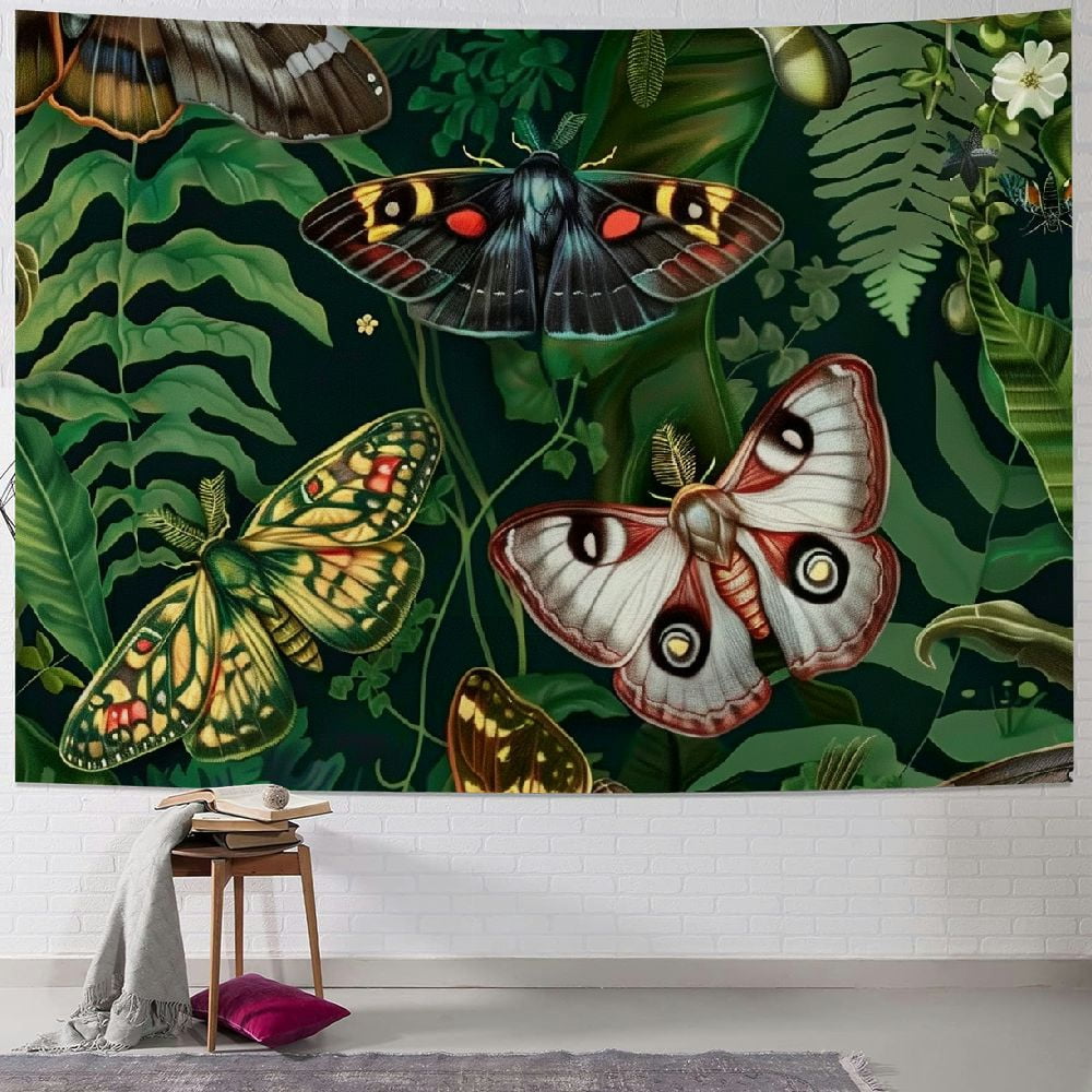 ONETECH Colorful Moth Butterfly Tapestry Aesthetic Nature Vintage ...