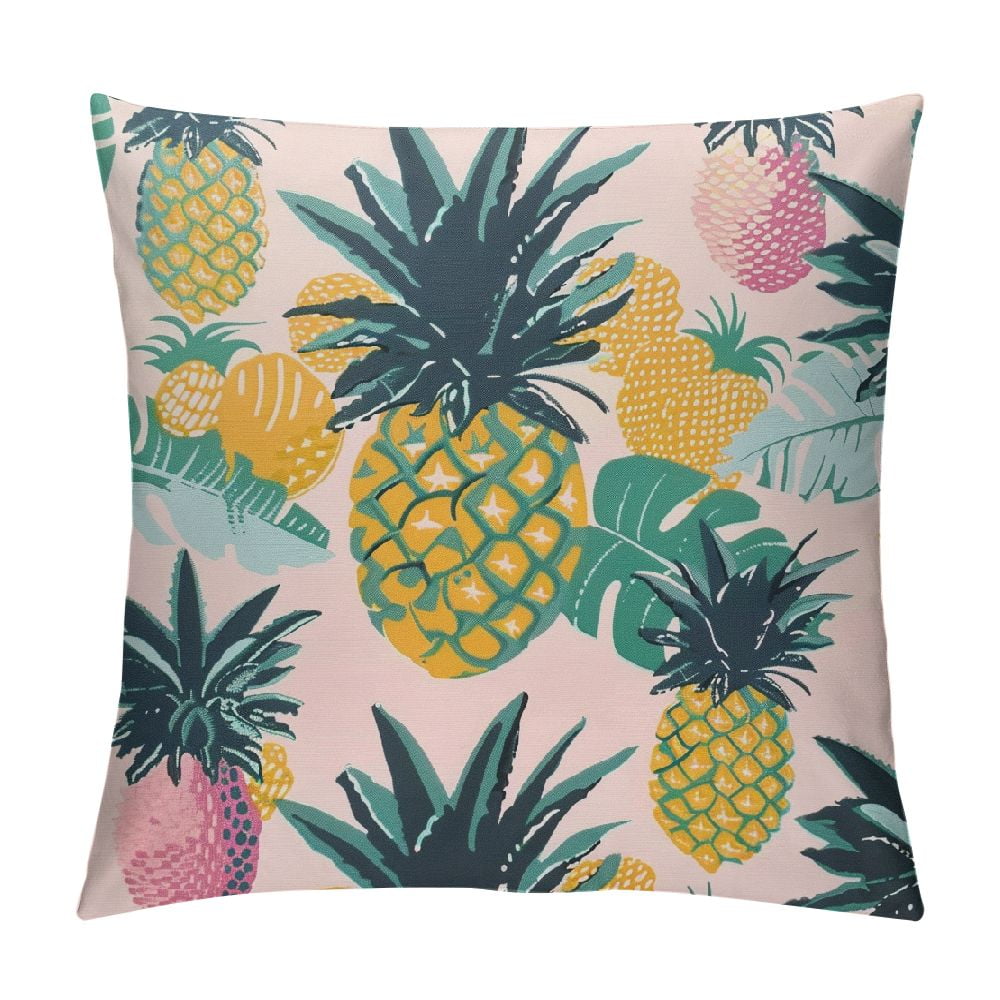 ONETECH Colorful Pineapple Pillow Covers Leaves Summer Tropical Fruit ...