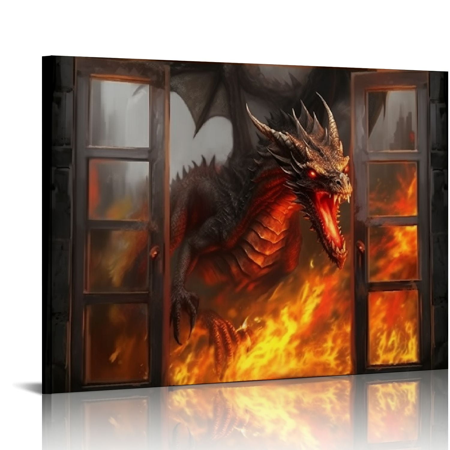 FUMJ Cool Dragon Wall Decor Western Fire Dragon Pictures Wall Art ...