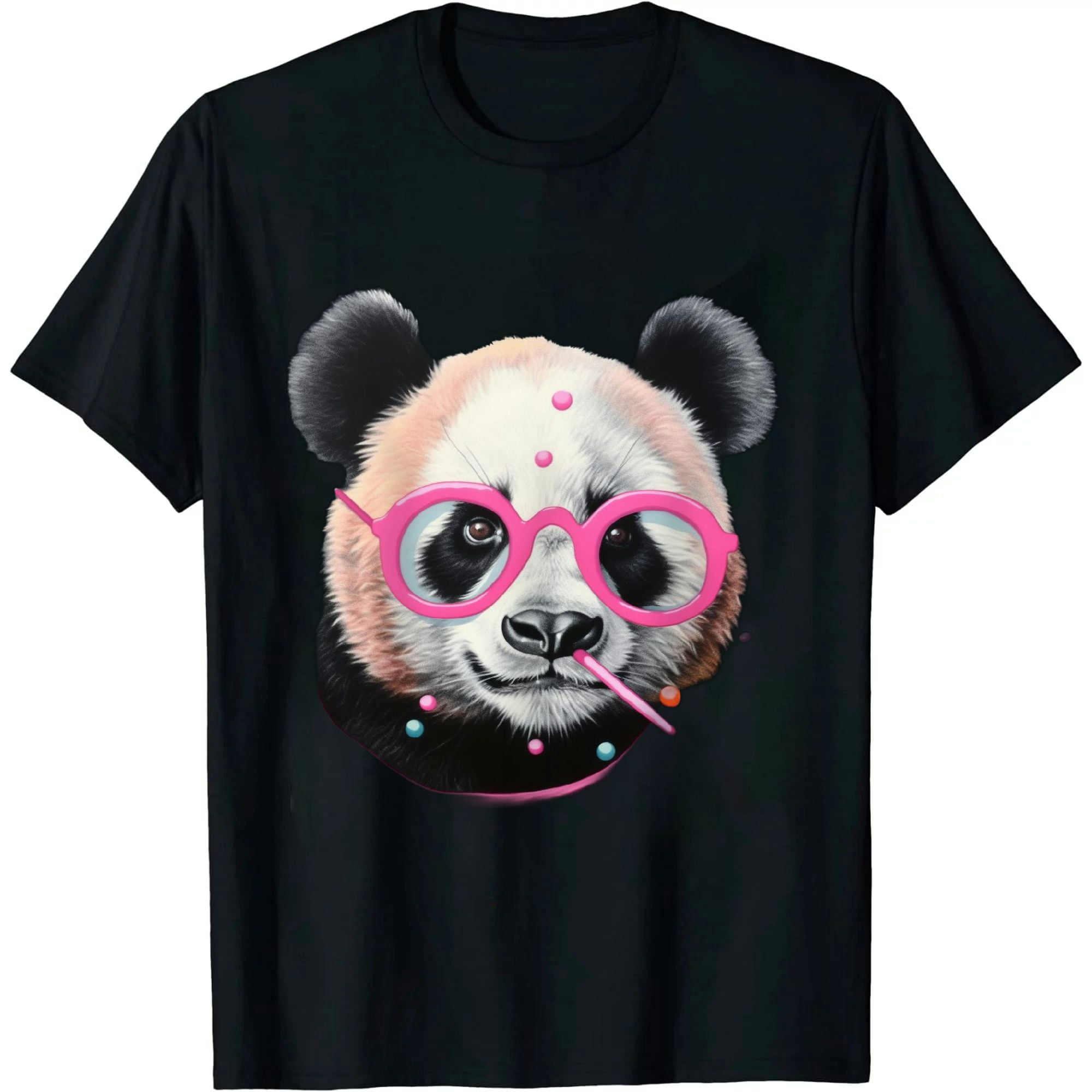 ONETECH Cool Panda Face Eating Gum And Makes A Bubble Tee Cute Panda T ...