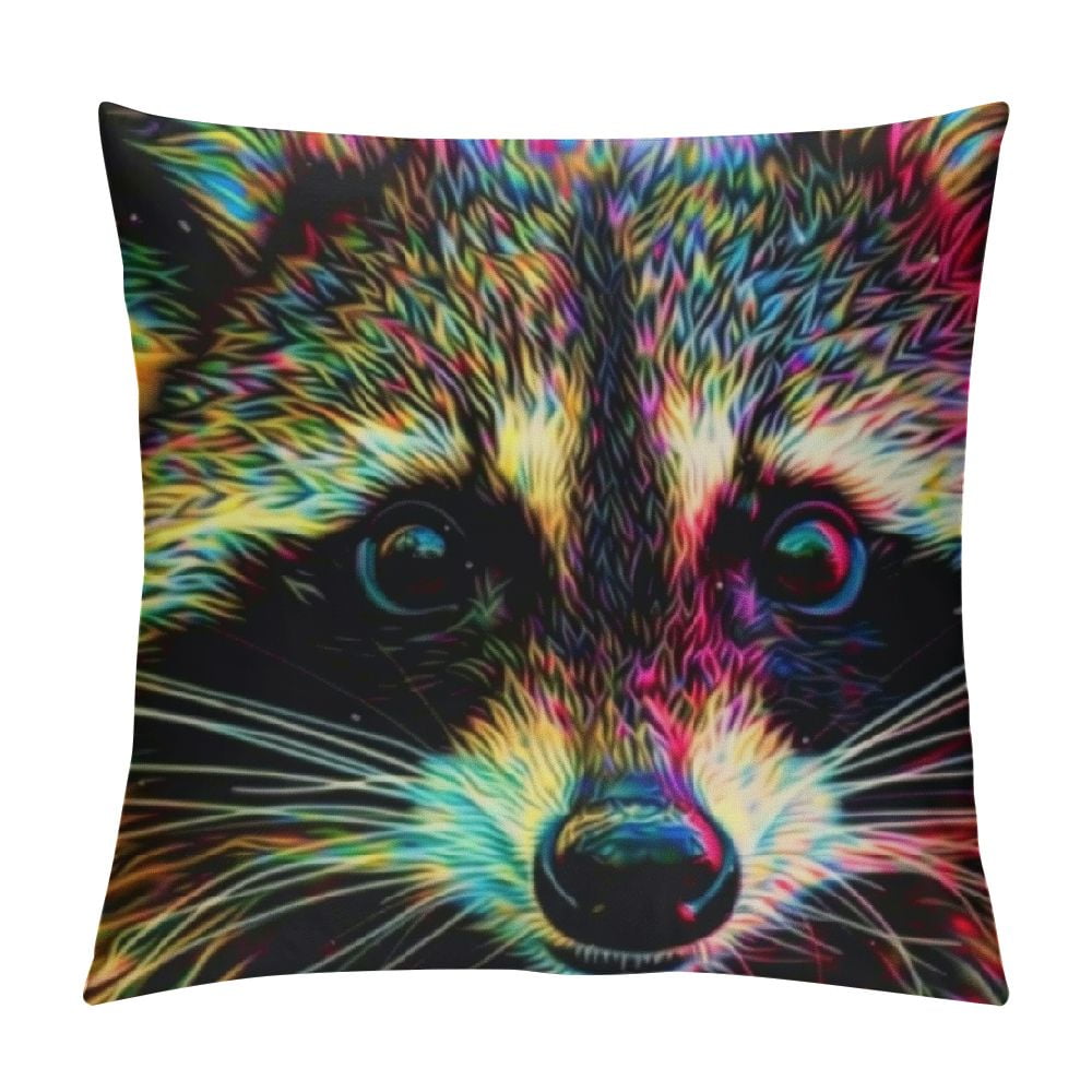 ONETECH Cool Raccoon Pillow Covers Decorative Throw Pillow Cover Soft ...